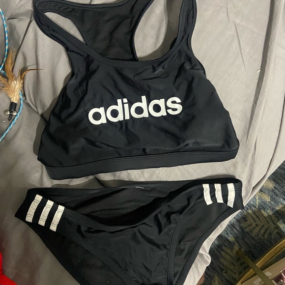 adidas | Swim | Adidas Womens Black Bikini With White Accents | Poshmark